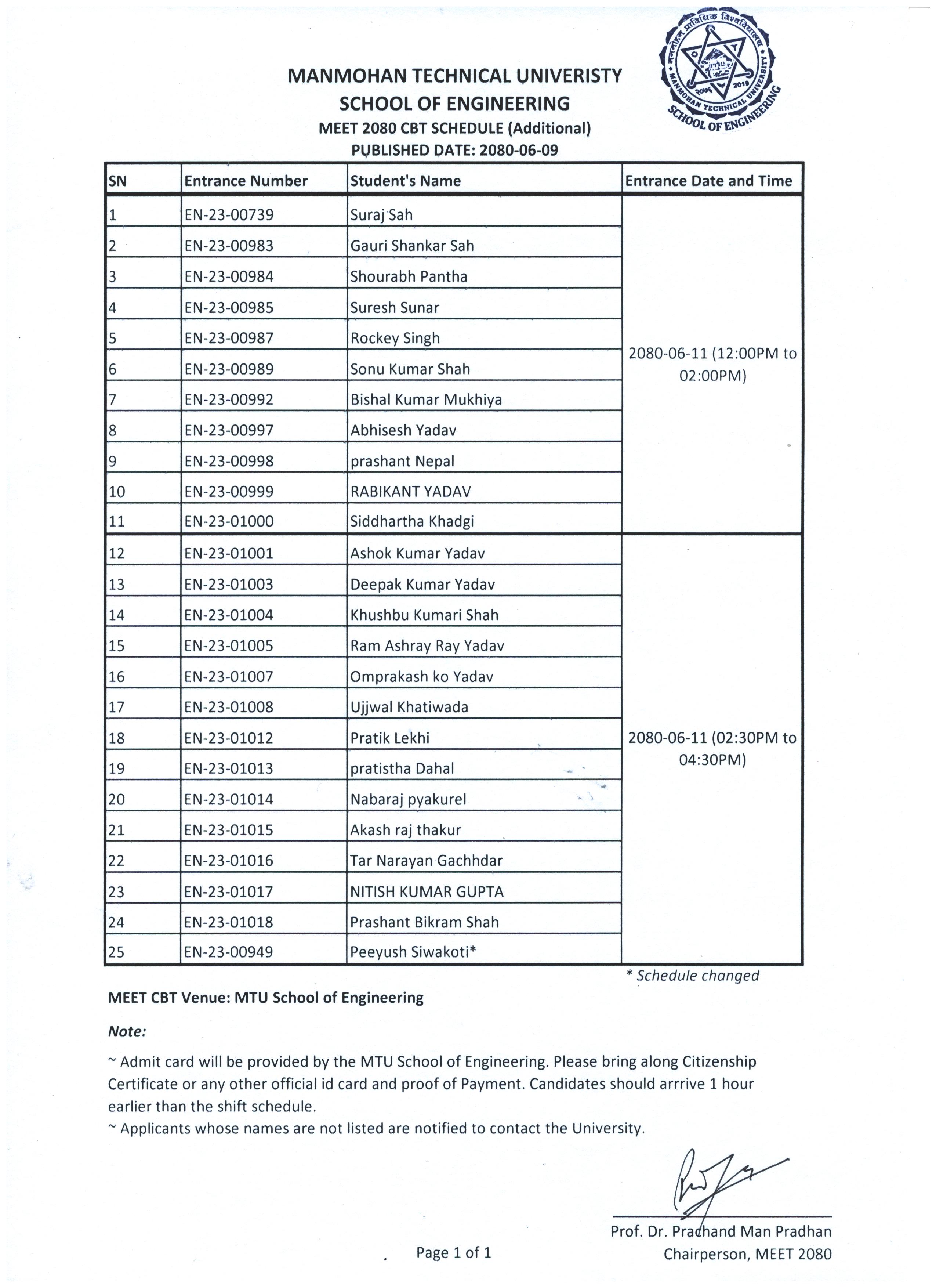 Manmohan Technical University - School of Engineering | Notice Detail
